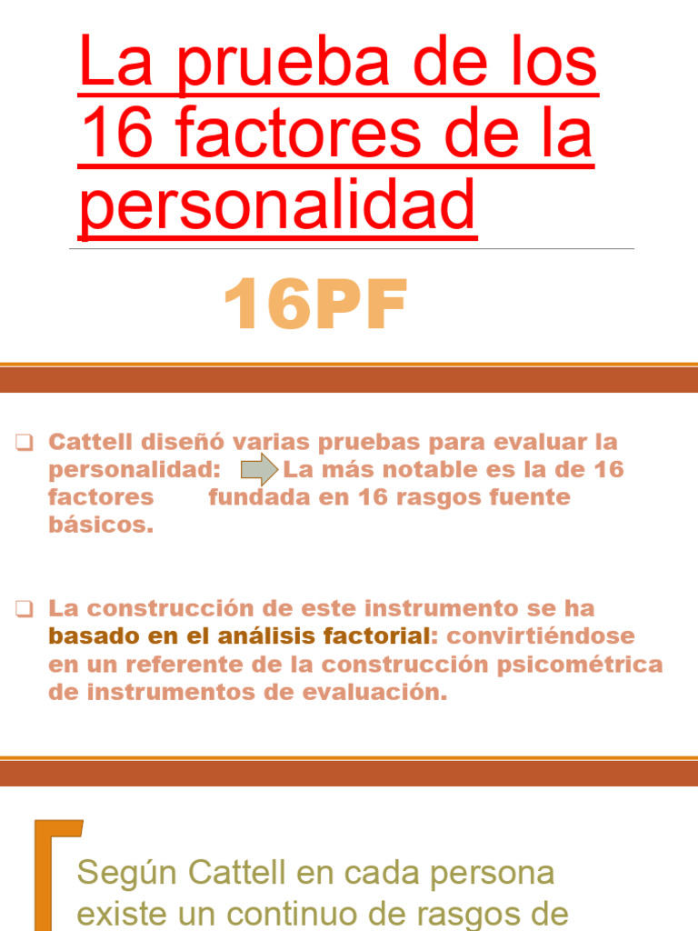 Clase 8 PRUEBA DE LOS 16 PF Cattell | PDF | Sicología | Ciencias del comportamiento