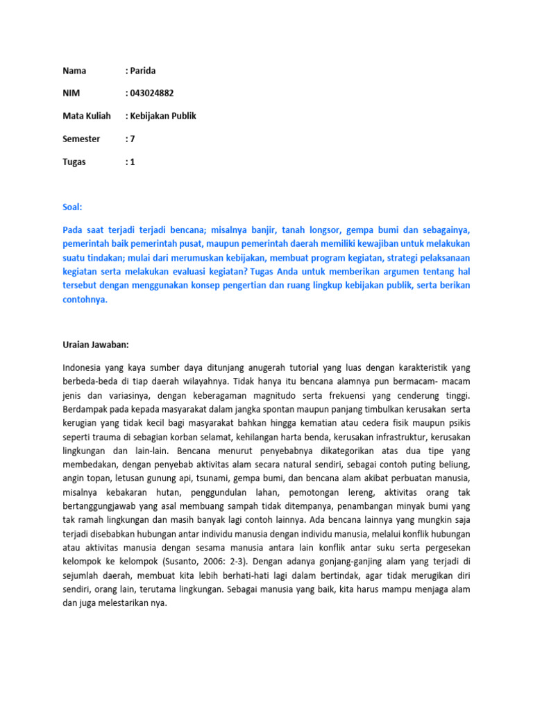 Lembar Jawaban Tugas Parida Lumbis | PDF