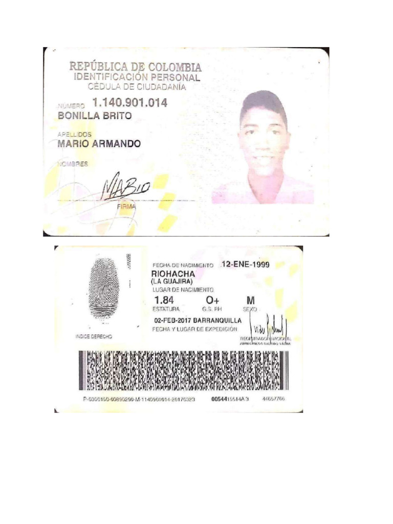 Cedula Mario Bonilla | PDF