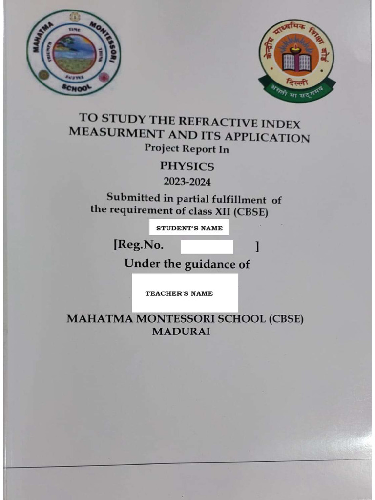 Sample Physics Project For Reference | PDF