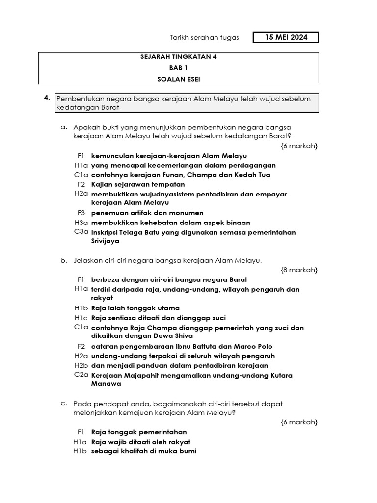 Soalan Latihan Sej SPM 2 | PDF