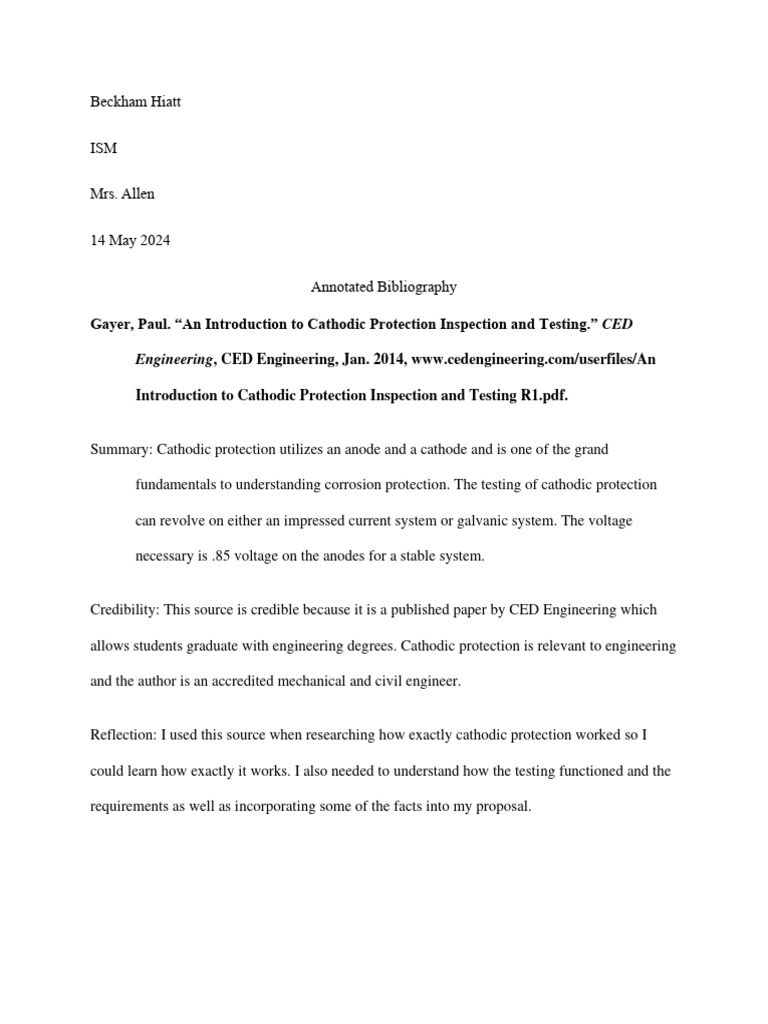 Annotated Bibliography Comp | PDF | Corrosion | Metals