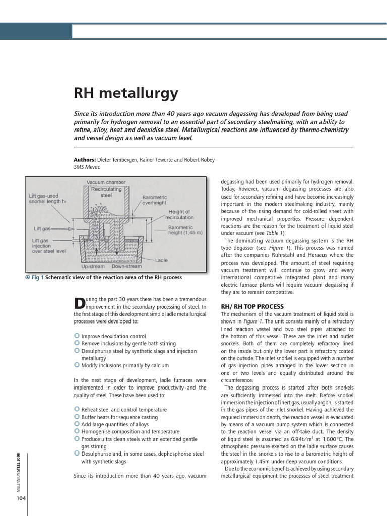 Proceso RH | PDF | Steel | Steelmaking
