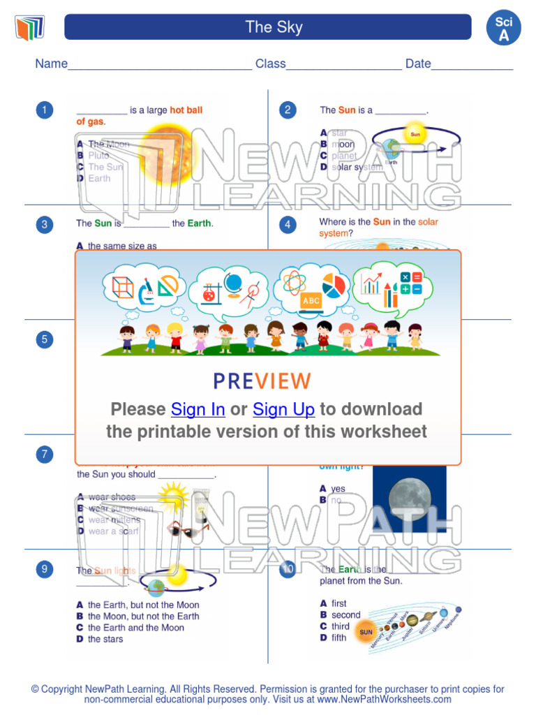 Worksheet Science Grade 1 The Sky 0 | PDF | All Rights Reserved ...