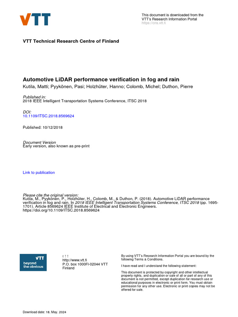 Automotive Lidar Performance Pdf Lidar Infrared