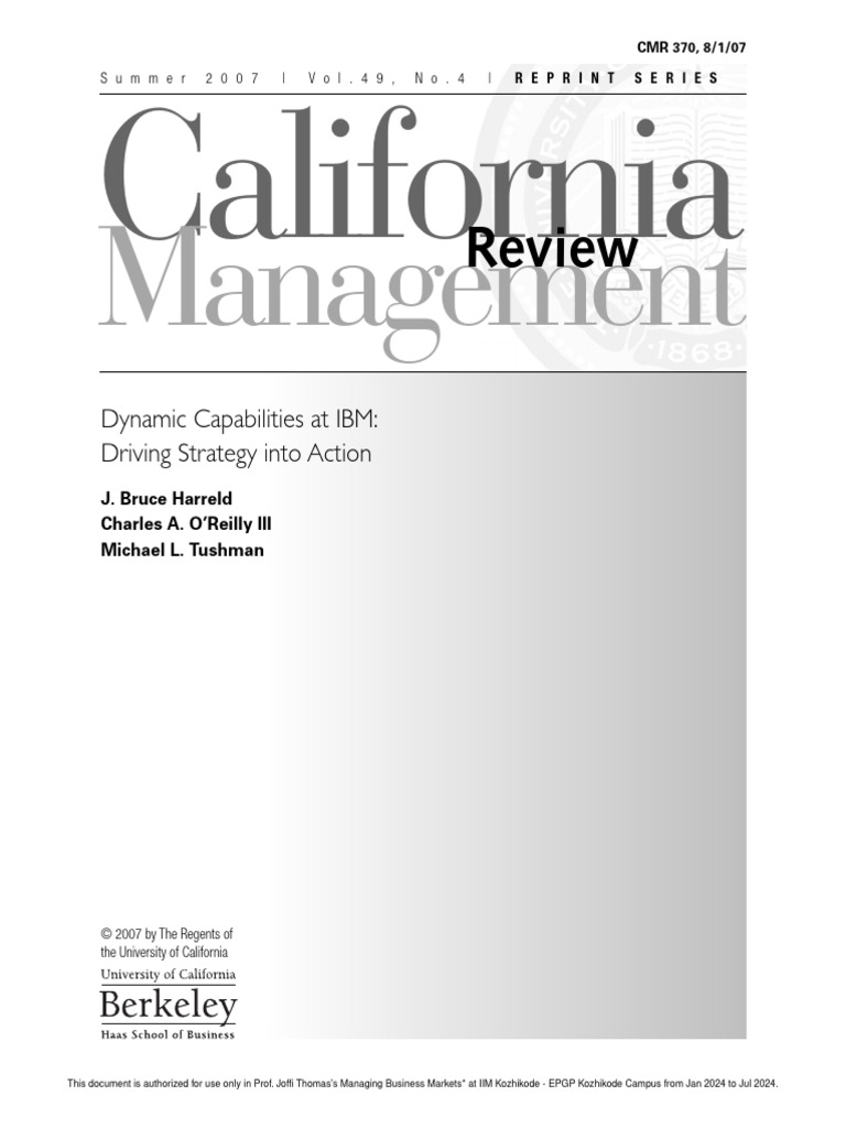 R7. Dynamic Capabilities at IBM - Driving Strategy Into Action | PDF ...