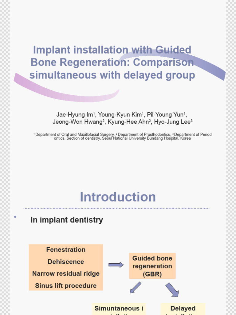 Implant Placement With Guided Bone Regeneration | PDF | Dental Implant ...