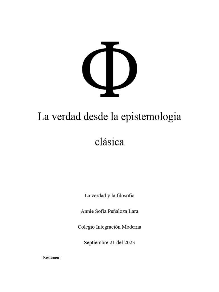 La Verdad Desde La Epistemologia Clásica | PDF | Conocimiento | Verdad