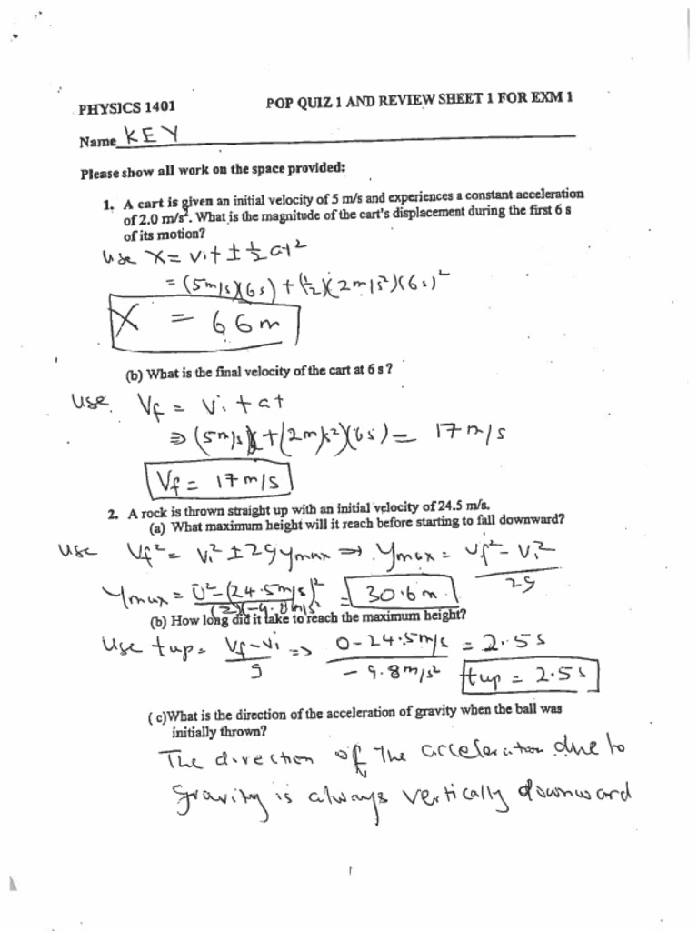 PHYS 1401 Exam 1 Pre-Test | PDF PHYS 1401 Exam 1 Pre-Test | PDF