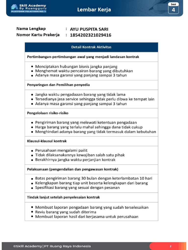 TPM 4 Rancangan Kontrak - Ayu Puspita Sari | PDF