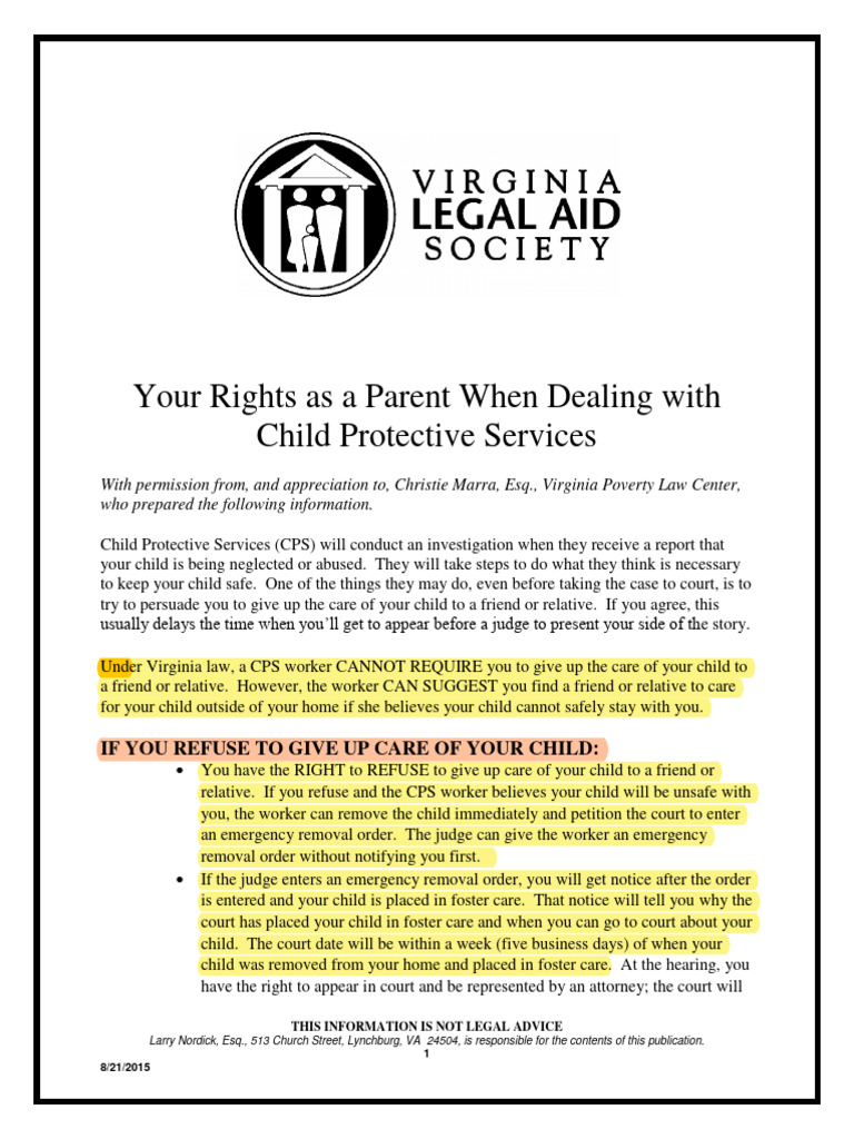 Parents' Guide to CPS Rights | PDF | Child Protective Services | Child ...