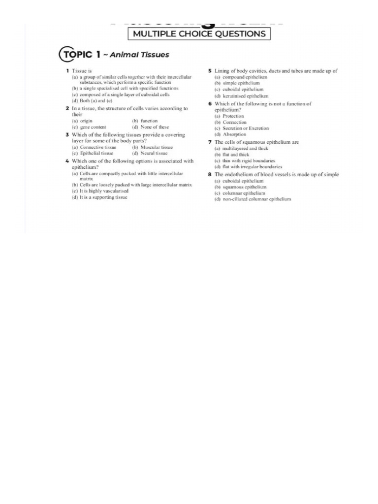 Structural Organisation MCQ | PDF