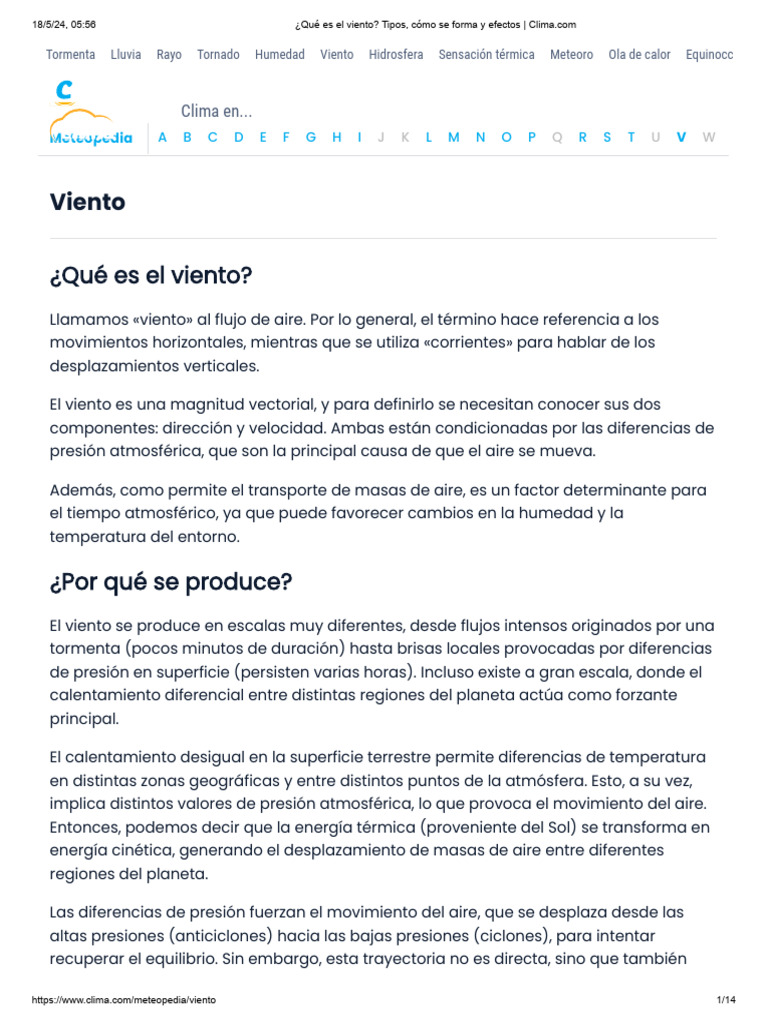 ¿Qué Es El Viento - Tipos, Cómo Se Forma y Efectos | PDF | Herida | Monzón