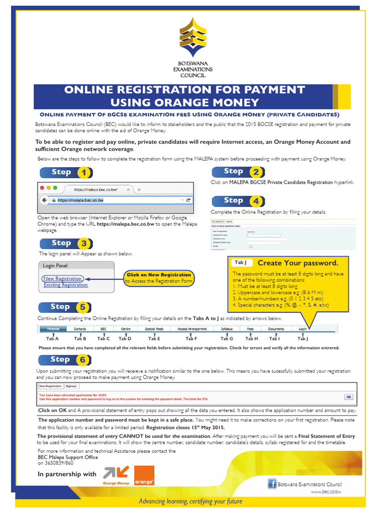BGCSE Online Registration Guide 2015 | PDF | Password | Cyberspace