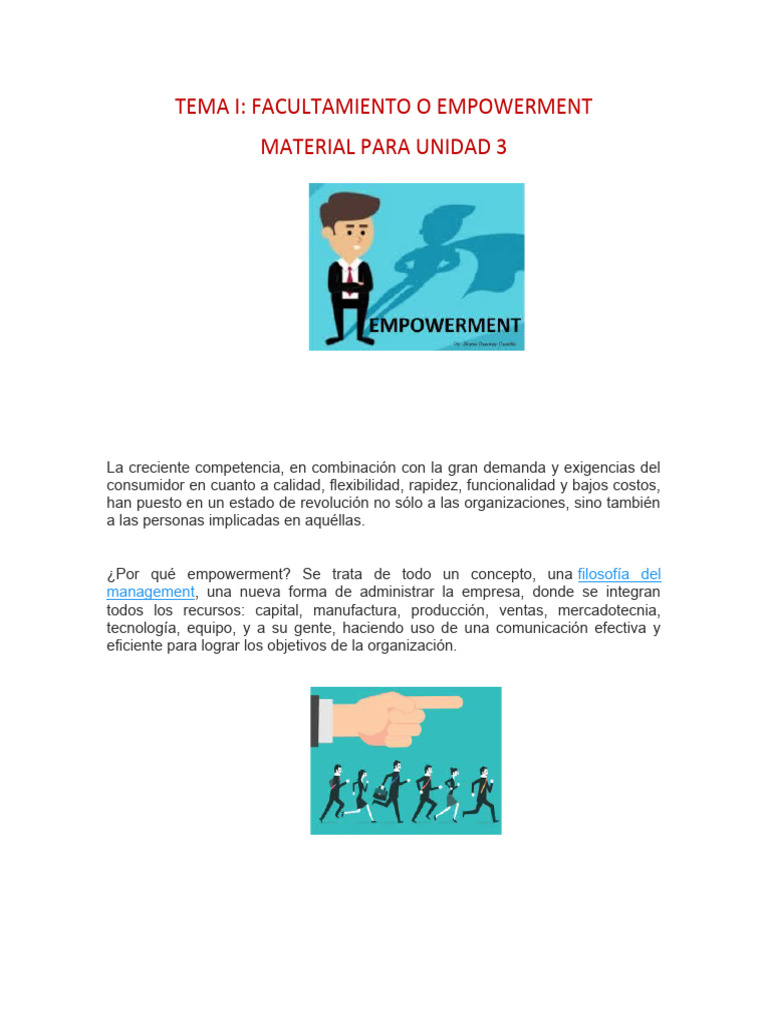 Tema 1.facultamiento o Empowerment | Descargar gratis PDF | Liderazgo | Business