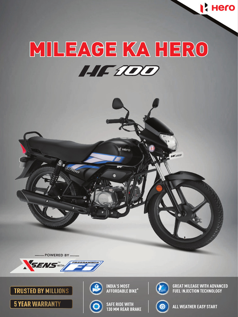 Hero HF100 Mileage Ka Hero Leaflet A4 v1 CTC | PDF