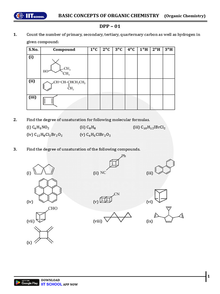 DPP - 01 - Basic Concepts of Organic Chemistry | PDF | Organic Chemistry | Chemistry