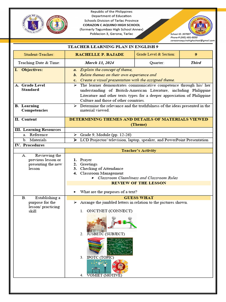 DLP-5-THEME | PDF | Plot (Narrative) | Subject (Grammar)