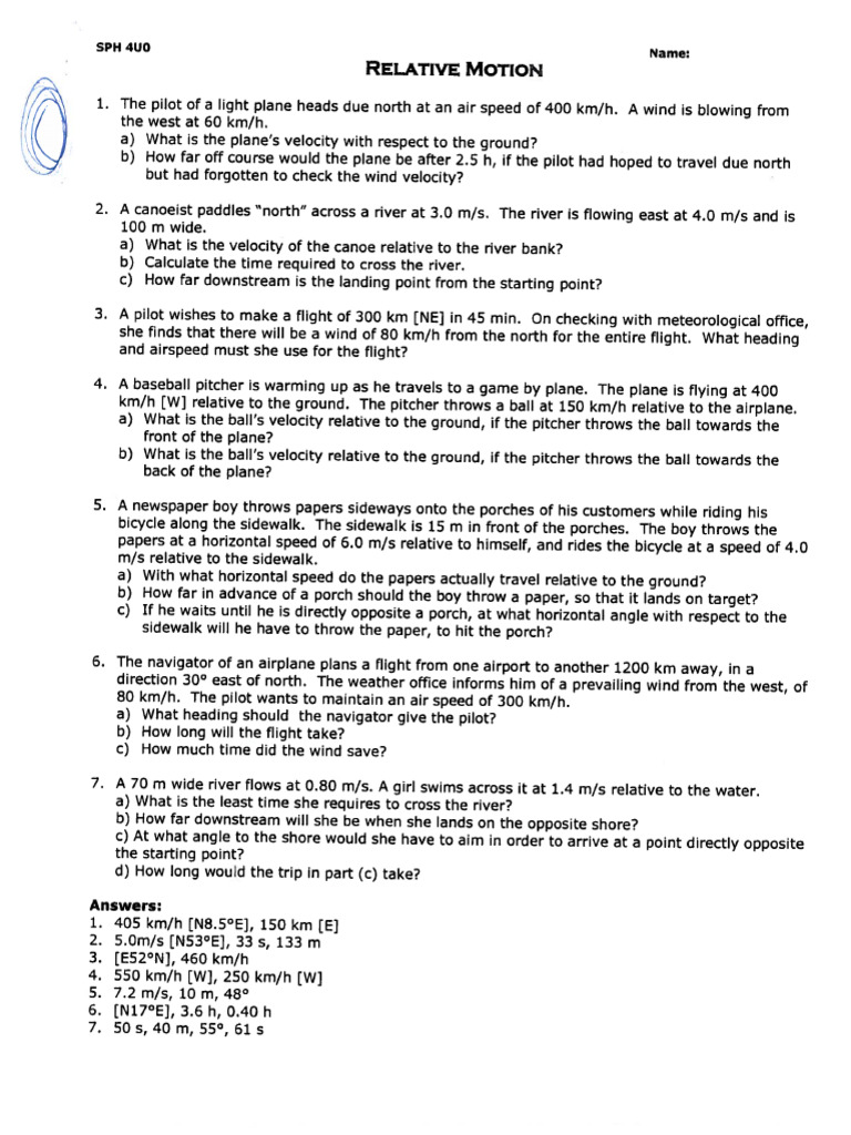 03 - Relative Motion (Solutions) | PDF