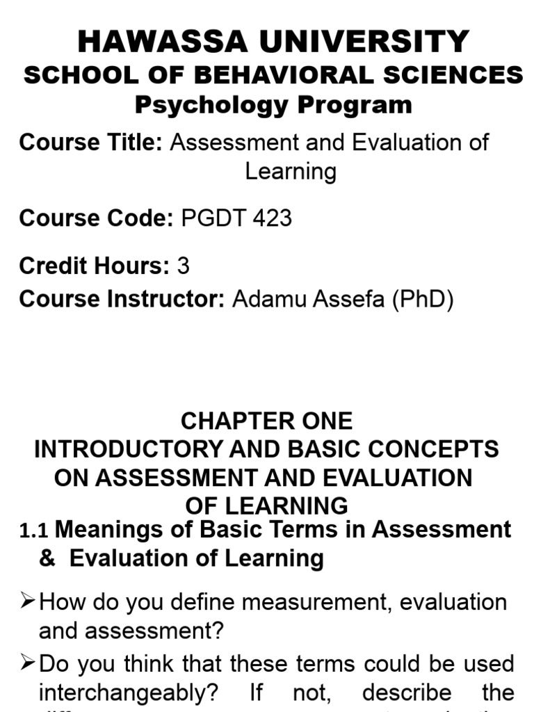 Assessment and Evaluation | PDF | Educational Assessment | Validity ...