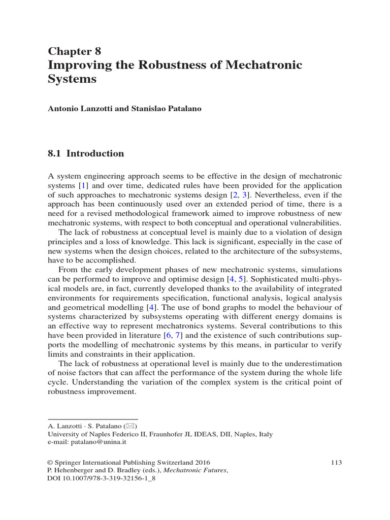 Improving The Robustness of Mechatronic Systems | PDF | Electric Motor ...