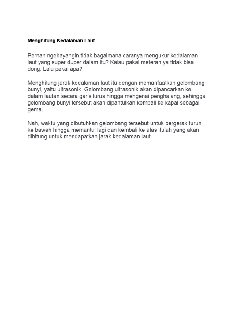 Menghitung Kedalaman Laut dengan Gelombang | PDF