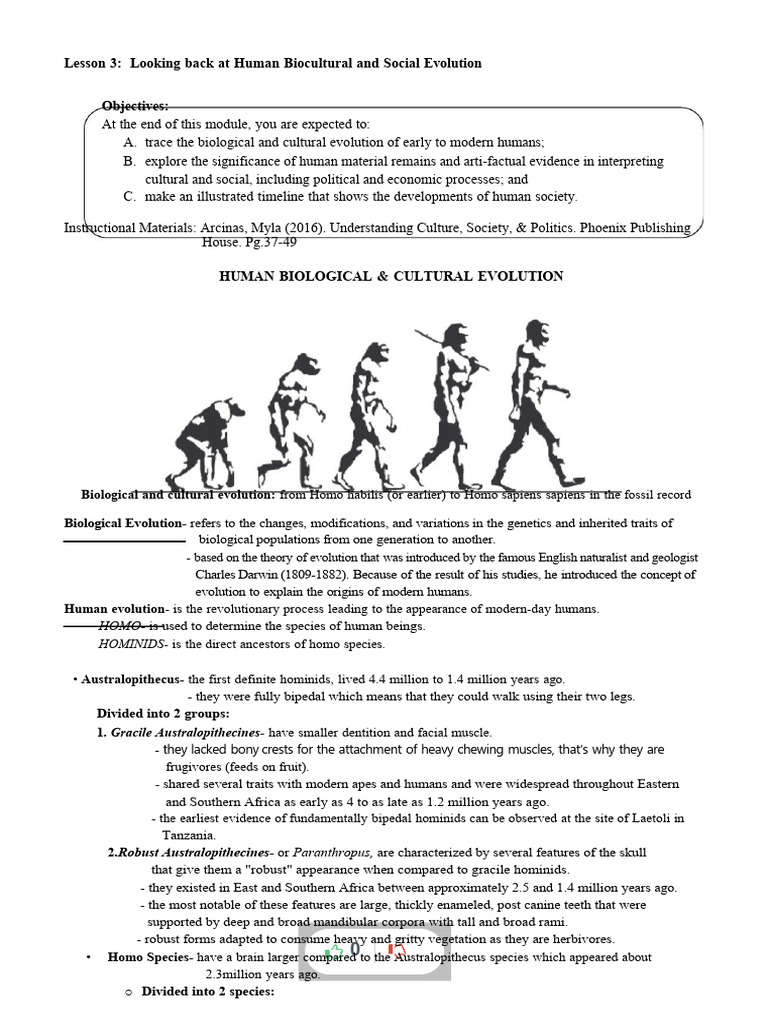 Human Biocultural Evolution Overview | PDF | Homo | Agriculture