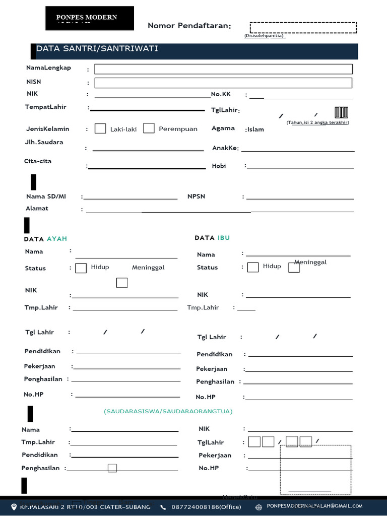 Form-PPDB-2023-2024 - PONPES ALFALAH | PDF
