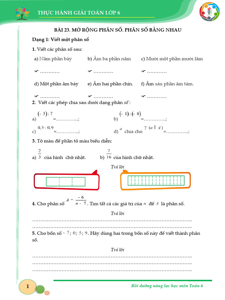 B23 Mo Rong Phan So. Phan So Bang Nhau | PDF