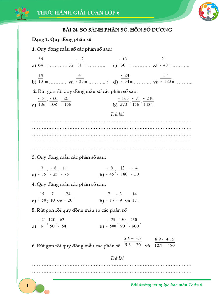 B24 So Sanh Phan So. Hon So Duong | PDF