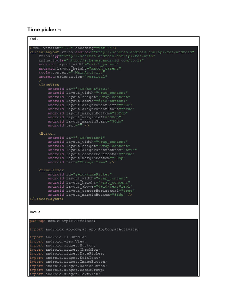 Time picker (1) | PDF | Android (Operating System) | Embedded Linux Distributions