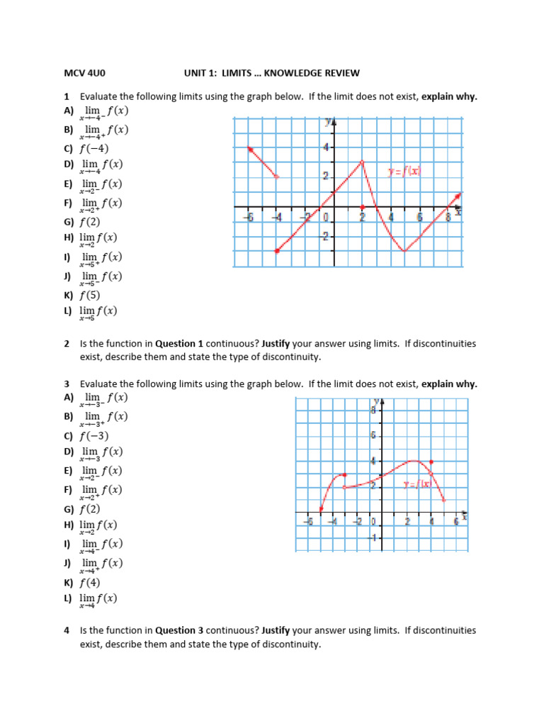 02 - Limits Knowledge Review | PDF | Numerical Analysis | Algorithms