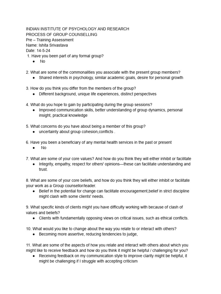 Process of Group Conselling | PDF | Psychology | Psychotherapy