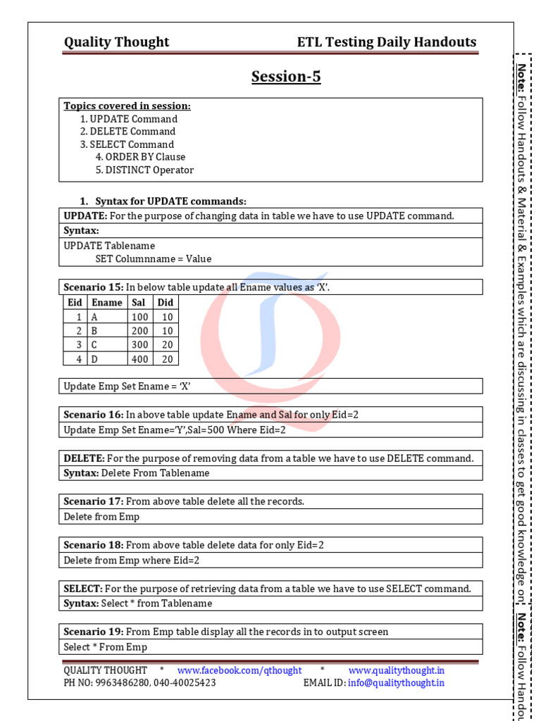 Handouts - 05 (Update - Delete) | PDF | Computer Science | Data Management