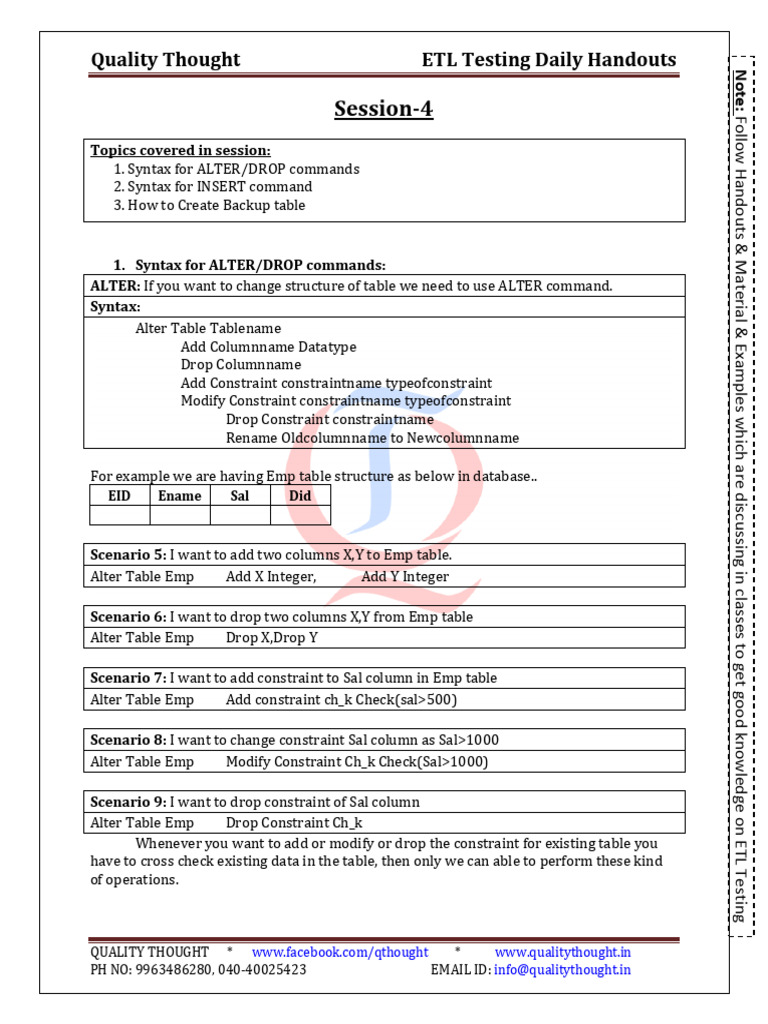 Handouts -04 (Alter_Drop_Insert) | PDF | Table (Database) | Information Technology Management