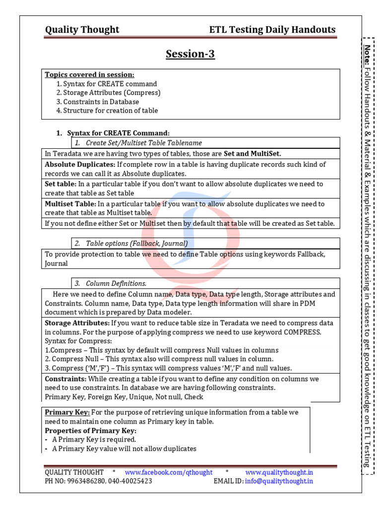 Handouts - 03 (Create Table) | PDF | Table (Database) | Computing