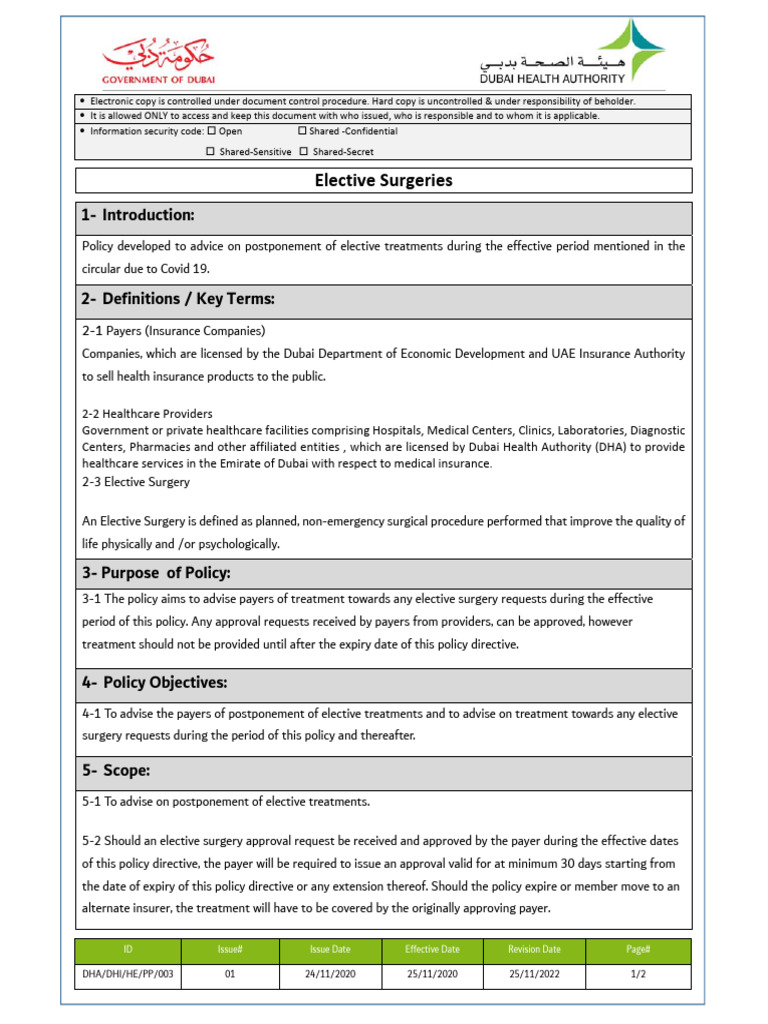 PD 11-2020 Elective Surgeries | PDF | Surgery | Health Care