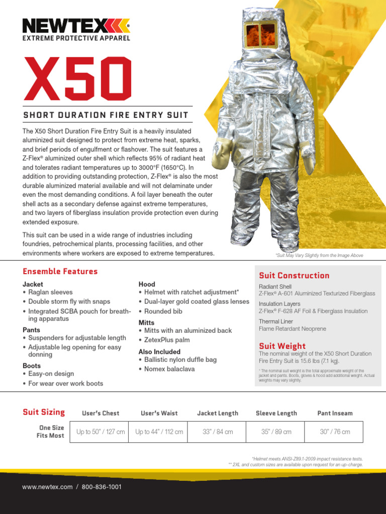 X50 Short Duration Fire Entry Suit | PDF | Thermal Insulation | Textiles
