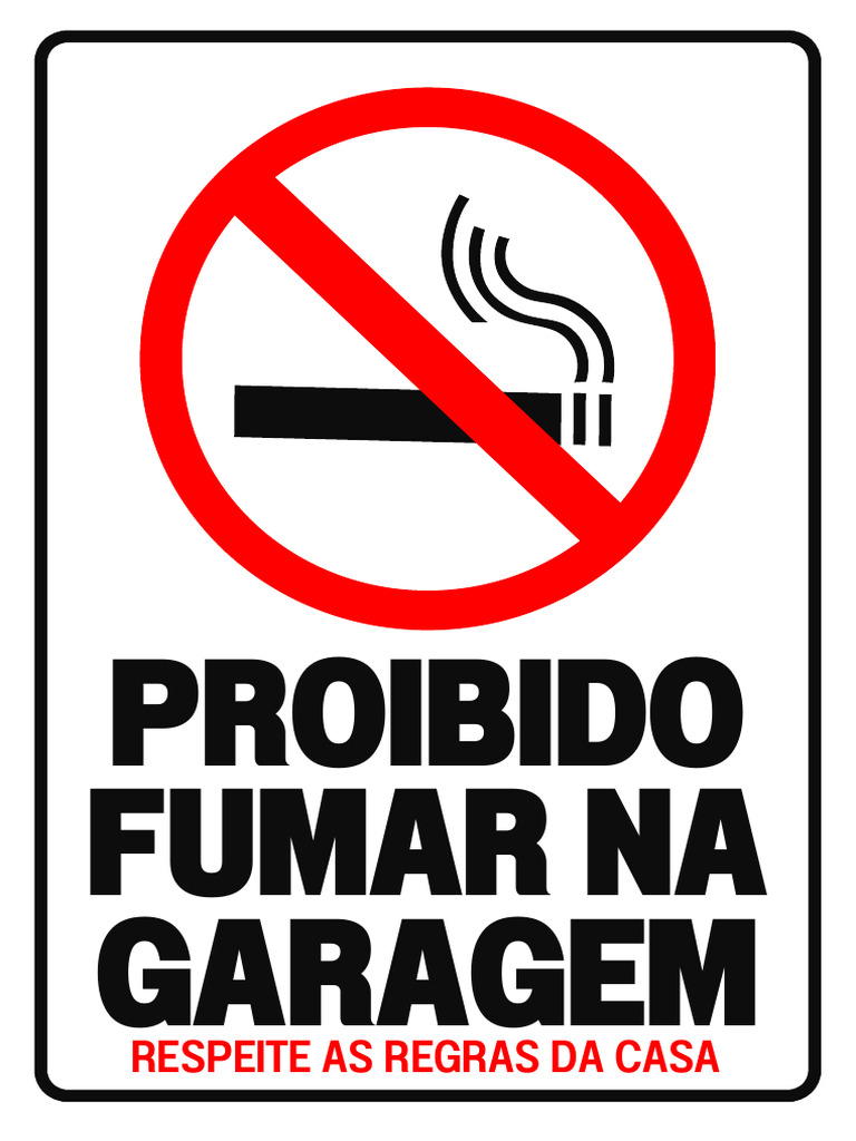 Placa de Aviso Proibido Fumar Documento A4 Preto e Vermelho | PDF