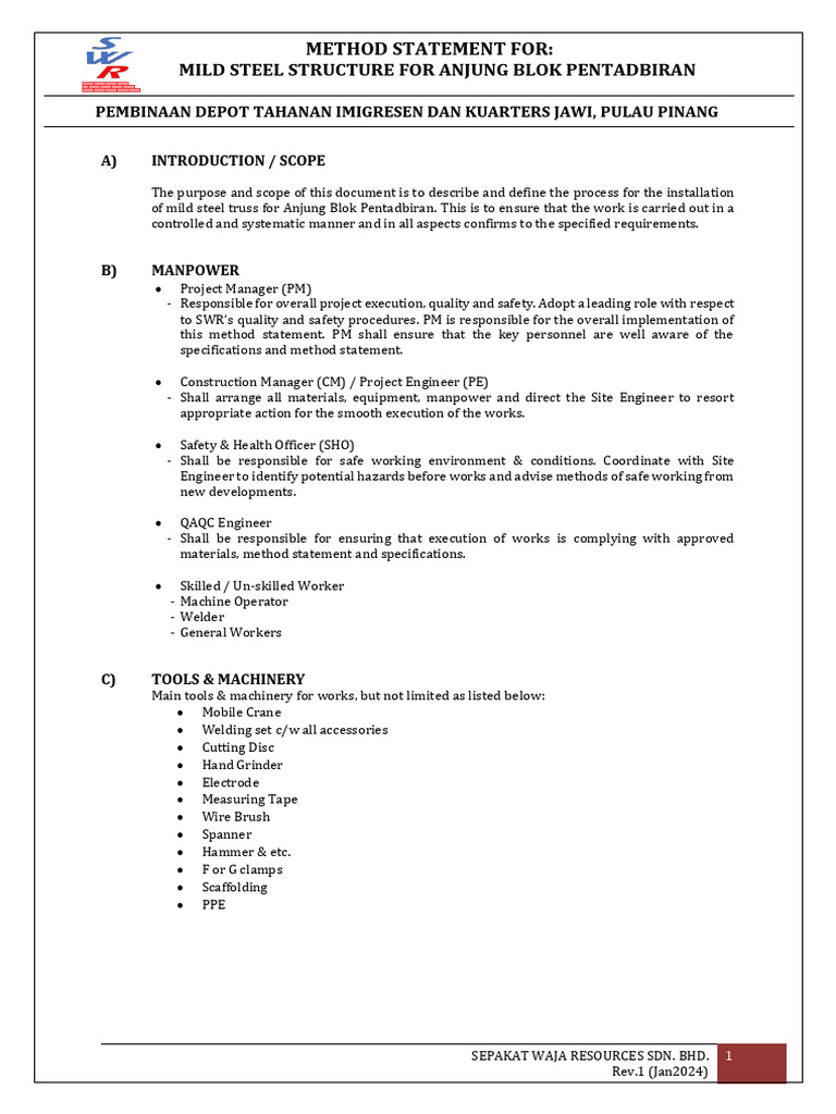 Rev1 MoS - Mild Steel Truss (Anjung Blok Pentadbiran) Installation ...