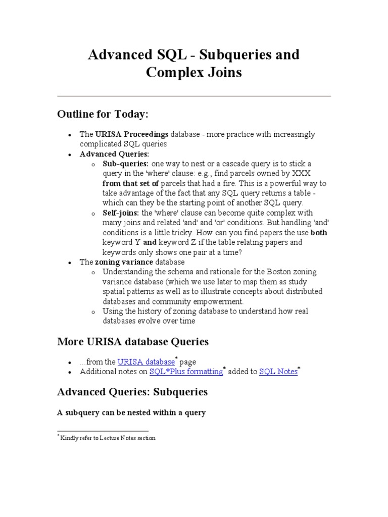 Sql Sub Queries Pdf Sql Information Retrieval 