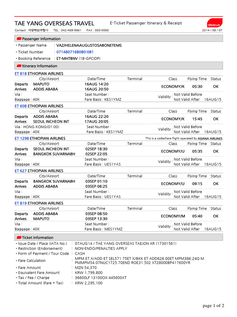 International ITR | PDF | Airlines | Fare