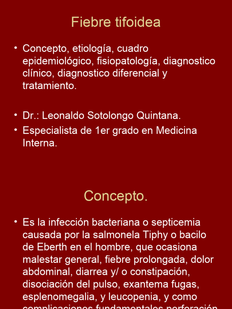 Fiebre Tifoidea: Guía Médica Completa | PDF | Salmonela | Medicina CLINICA