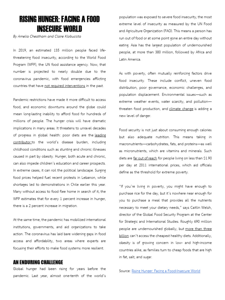 Global Hunger Crisis Amid Pandemic | PDF | Food Security | Hunger