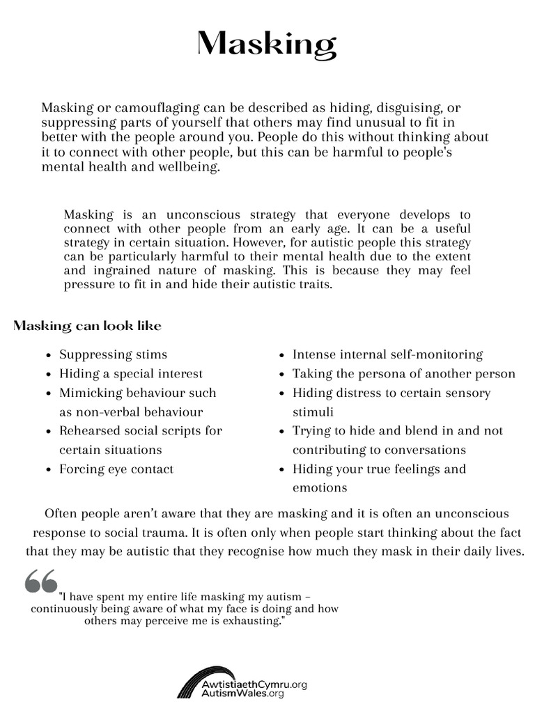 Autism and Masking | PDF | Behavioural Sciences | Psychology