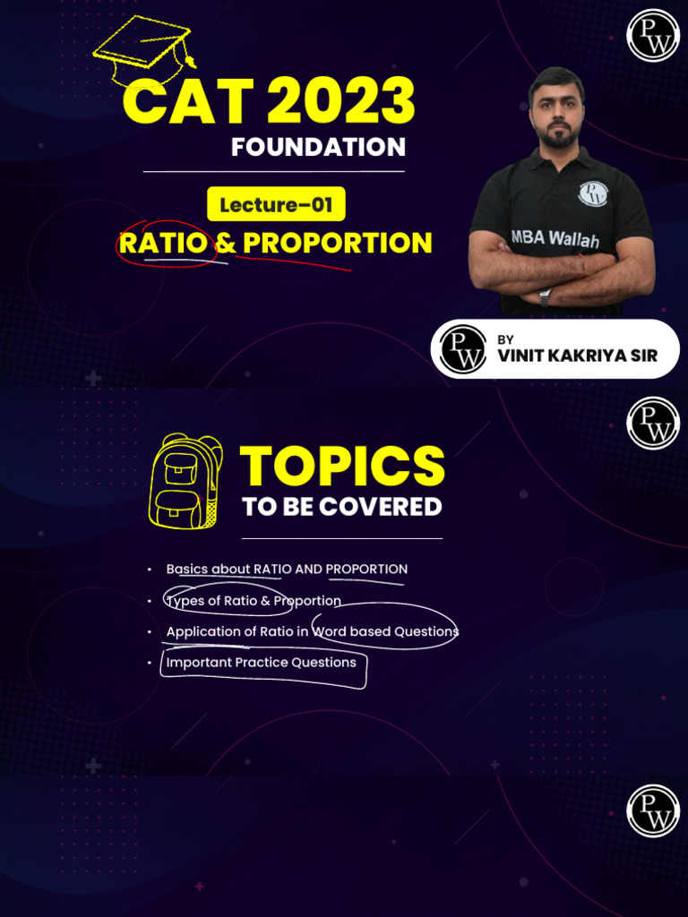 Quant Arithmetic 01 - Ratio LL Proportion - Class Notes - MBA ...