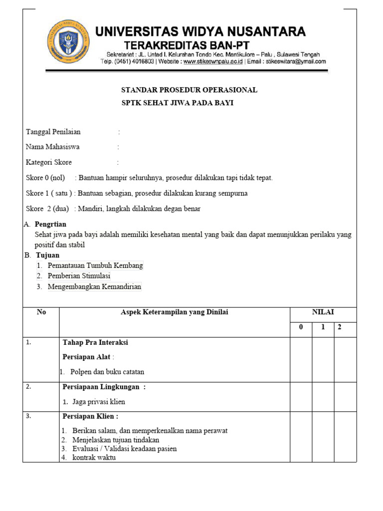 Standar Prosedur Operasional SPTK Bayi | PDF | Karier & Perkembangan | Pengembangan Diri