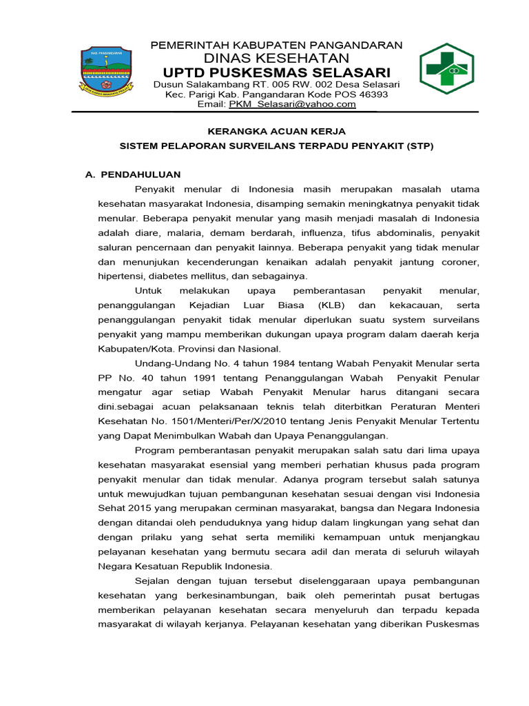 KAK Pelaporan STP 2023 | PDF | Pengembangan Diri | Kesehatan Holistik