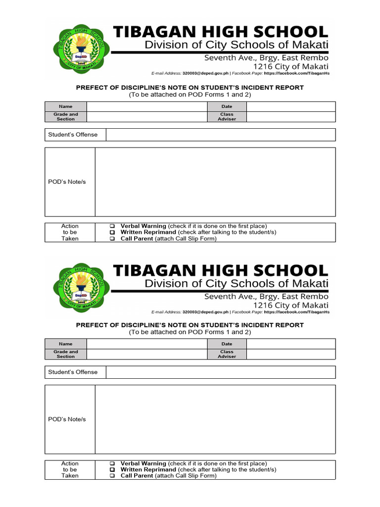 Format - Incident Report PODs Note | PDF