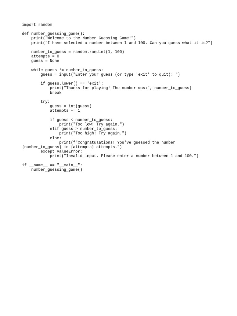 Number Guessing Game | PDF